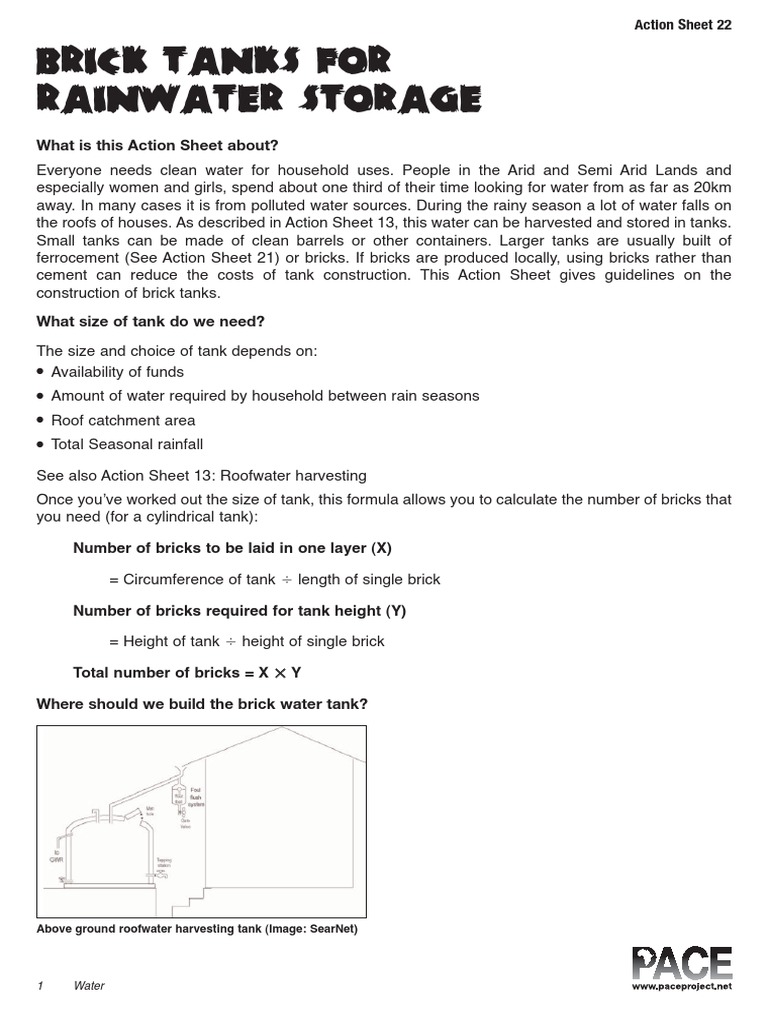 Guidelines for Building Brick Water Tanks | PDF | Brick | Roof