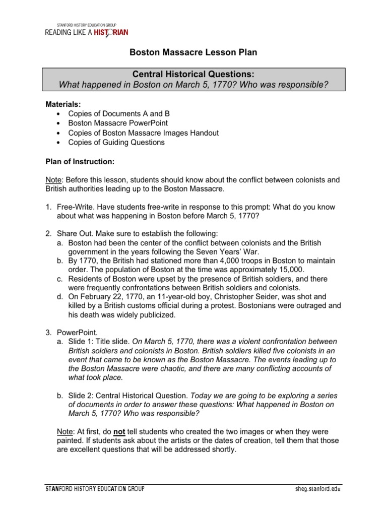 Boston Massacre Teacher Materials | PDF | Violence | Armed Conflict