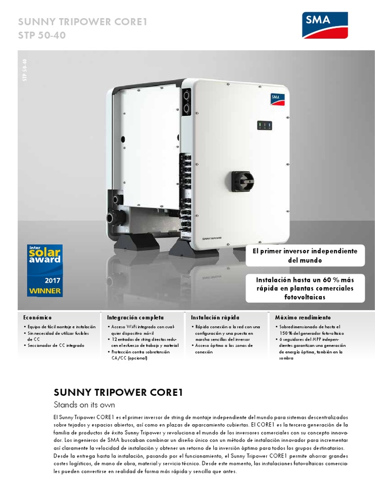 Sunny Tripower CORE1 STP 50-40 | PDF | Fotovoltaica | Ingenieria Eléctrica