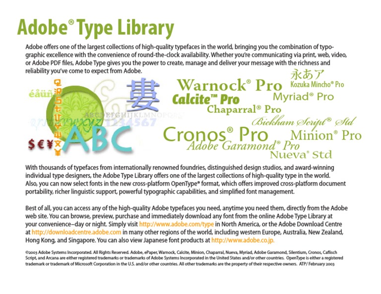 Adobe Type Library PDF | PDF | Typefaces | Text