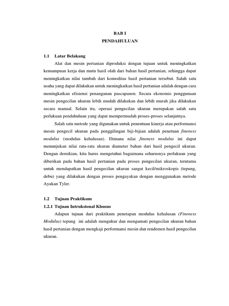 Penetapan Modulus Kehalusan (Fineness Modulus) Tepung | PDF