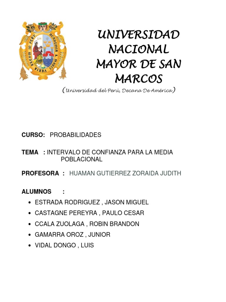 Informe de Proba | PDF | Intervalo de confianza | Análisis estadístico
