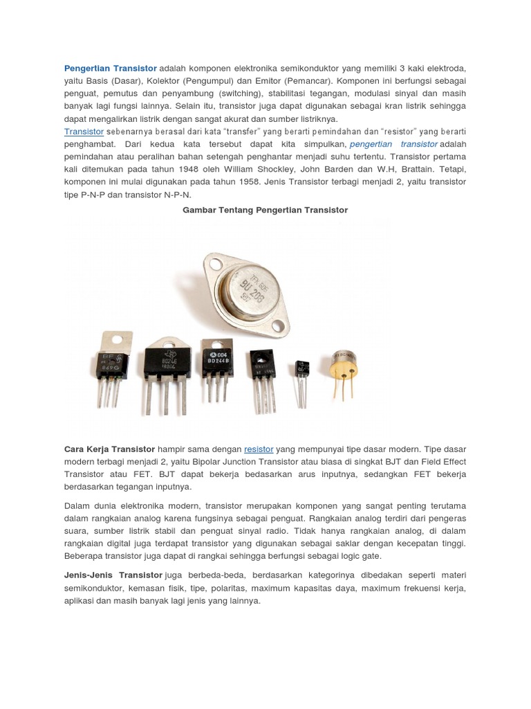 Panduan Dasar Transistor | PDF | Sains & Matematika