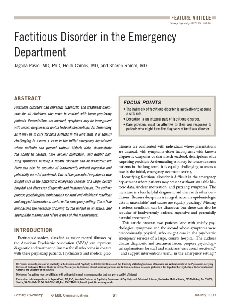 133757509 Factitious Disorder | Psychiatry | Medical Diagnosis