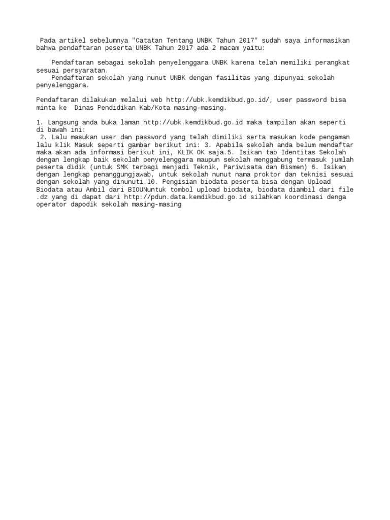 Cara Daftar Unbk | PDF