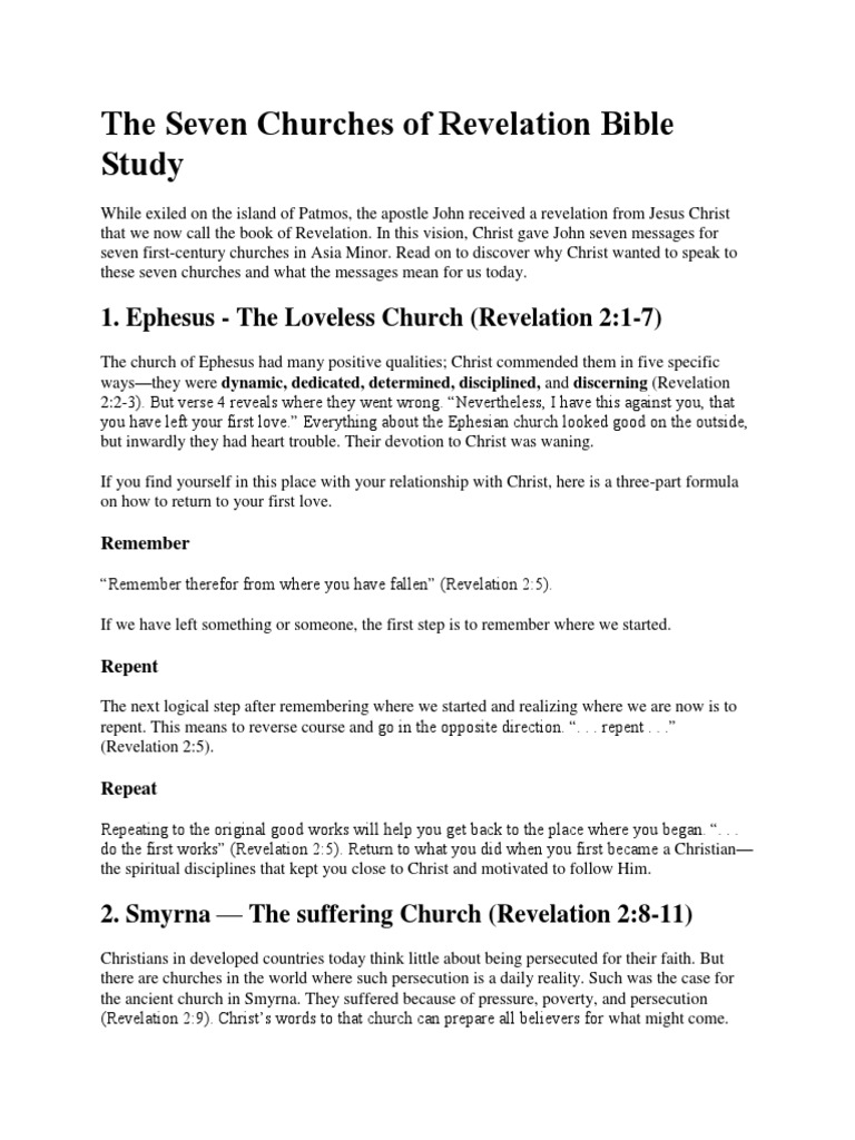 The Seven Churches of Revelation Bible Study | PDF | Book Of Revelation ...