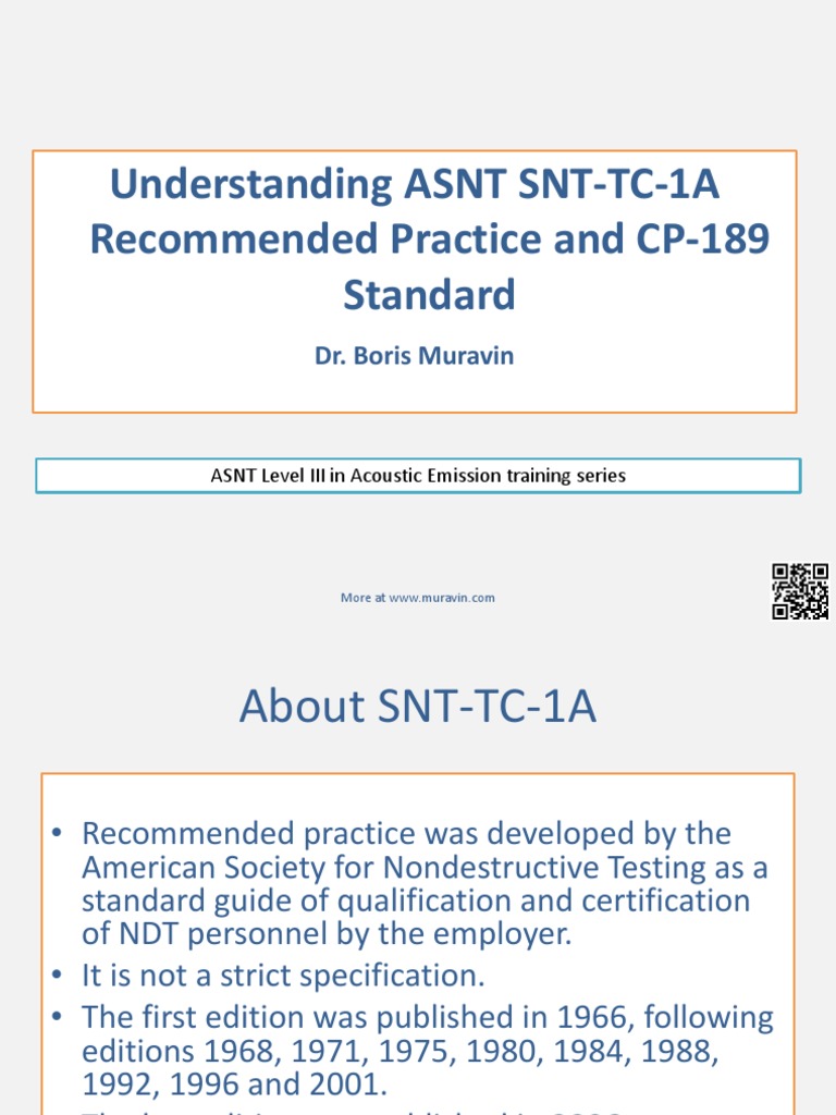 Muravin - Understanding Asnt Snt-tc-1a - Acoustic Emission Traning Series | Nondestructive ...