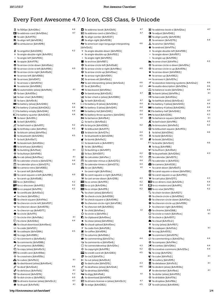 Font Awesome Cheatsheet | PDF | Typography | Text