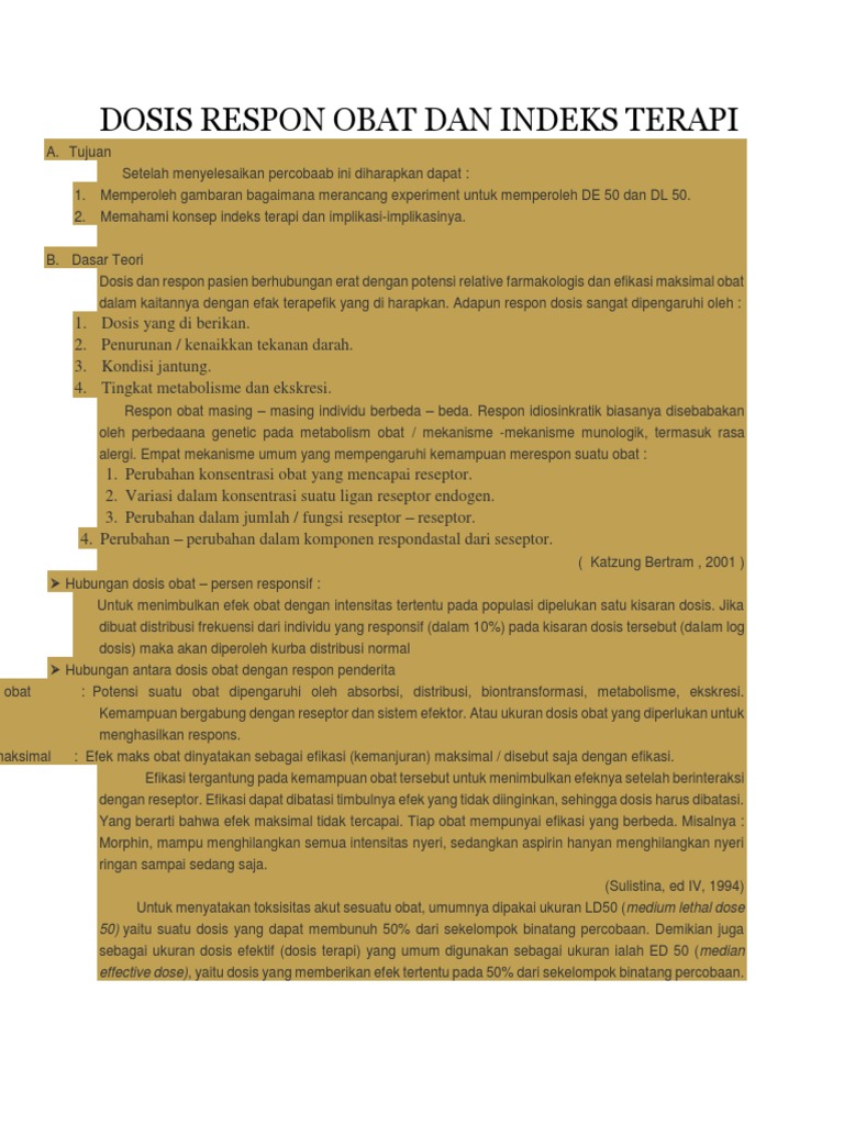 Dosis Respon Obat Dan Indeks Terapi | PDF