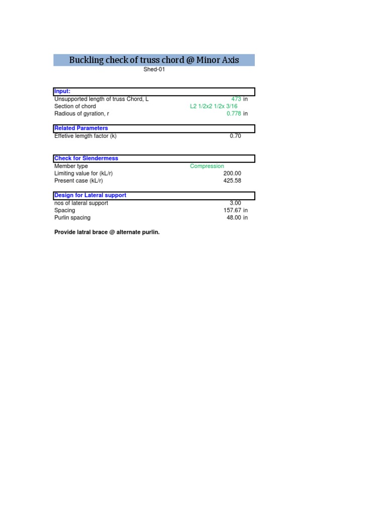 Slenderness Check of Truss in Minor Axis | PDF