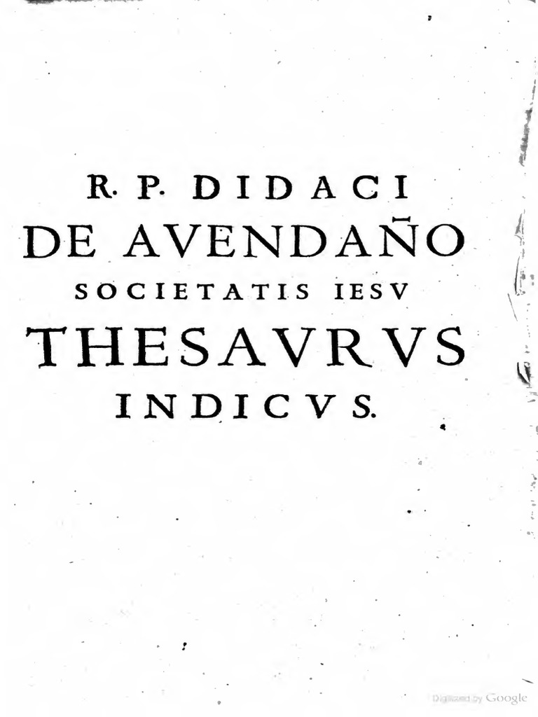Thesaurus Indicus-Diego de Avendaño | PDF