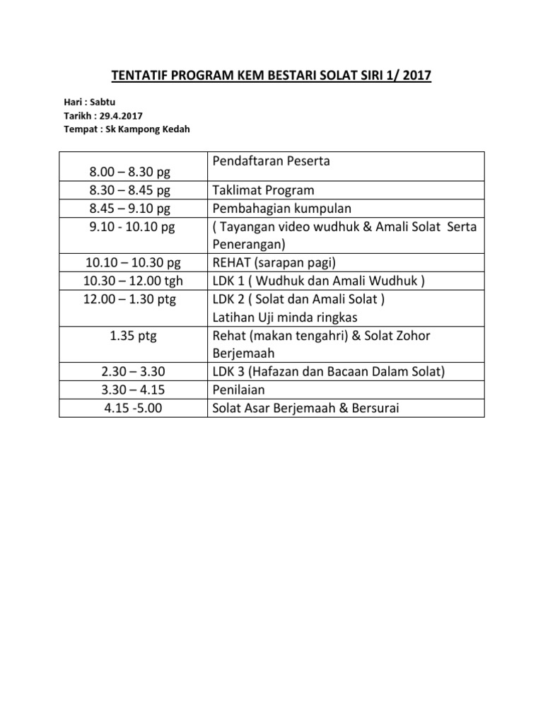 Tentatif Program Kbs s1 2017 | PDF