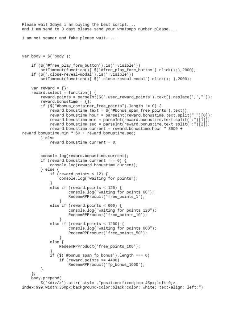 Bitsler 17 BTC Maker Script | PDF