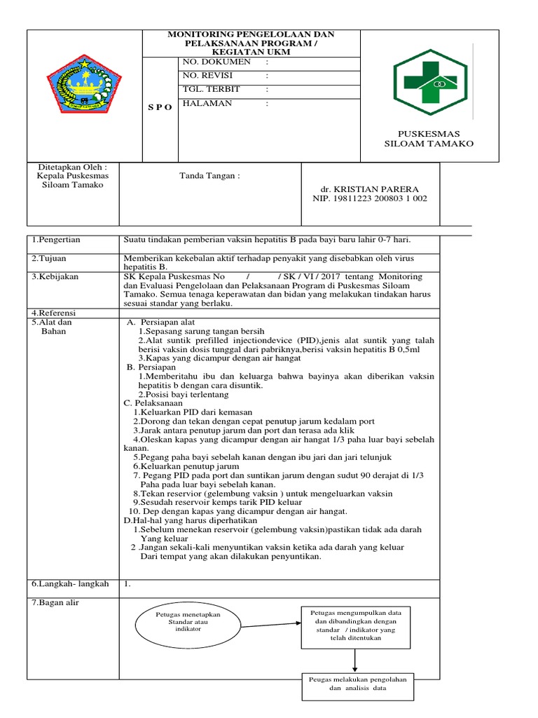 Sop Pemberian Imunisasi Hb0 | PDF