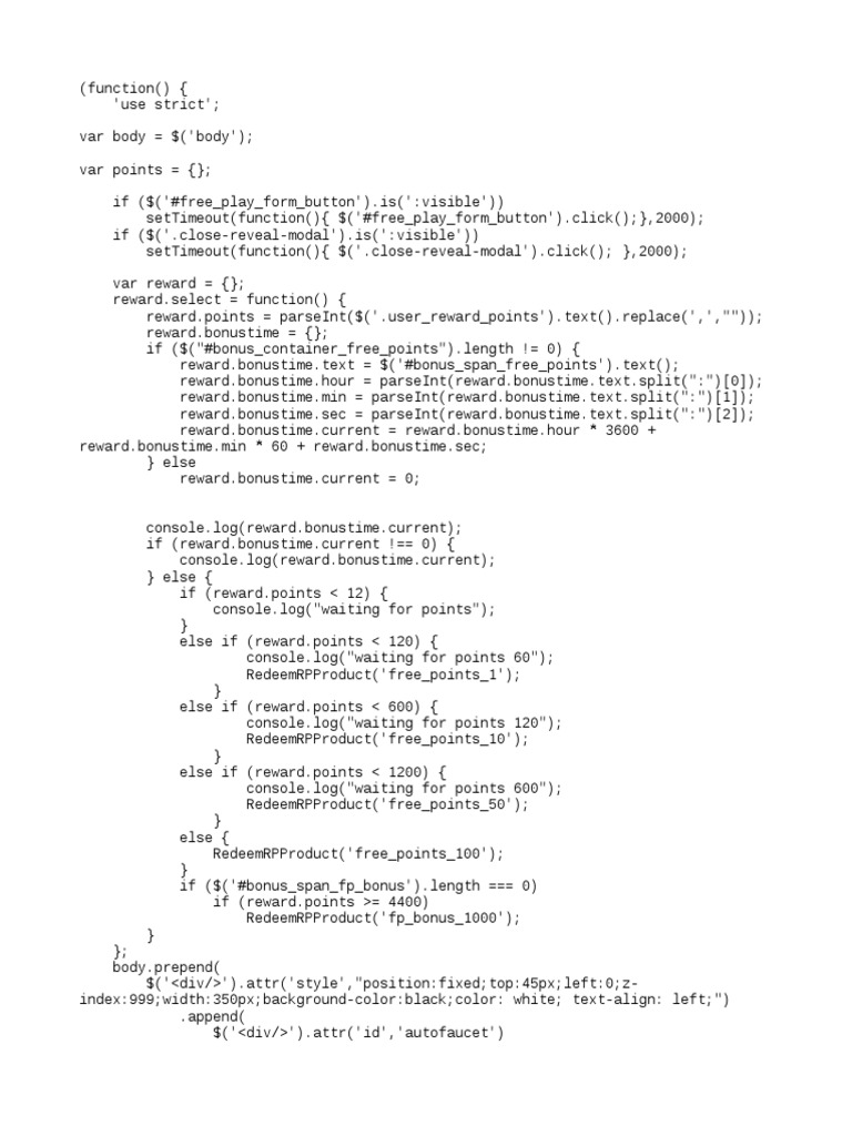 Freebitco - in 10000roll Script | PDF