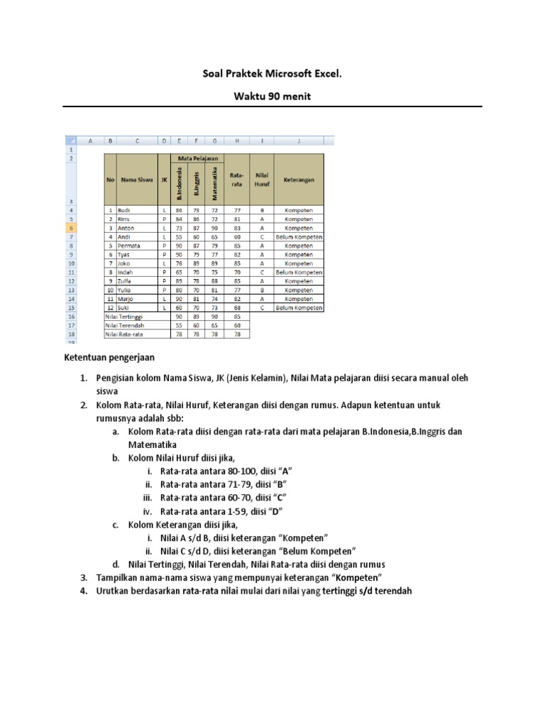 Soal Praktek Dan Teori Microsoft Excel | PDF