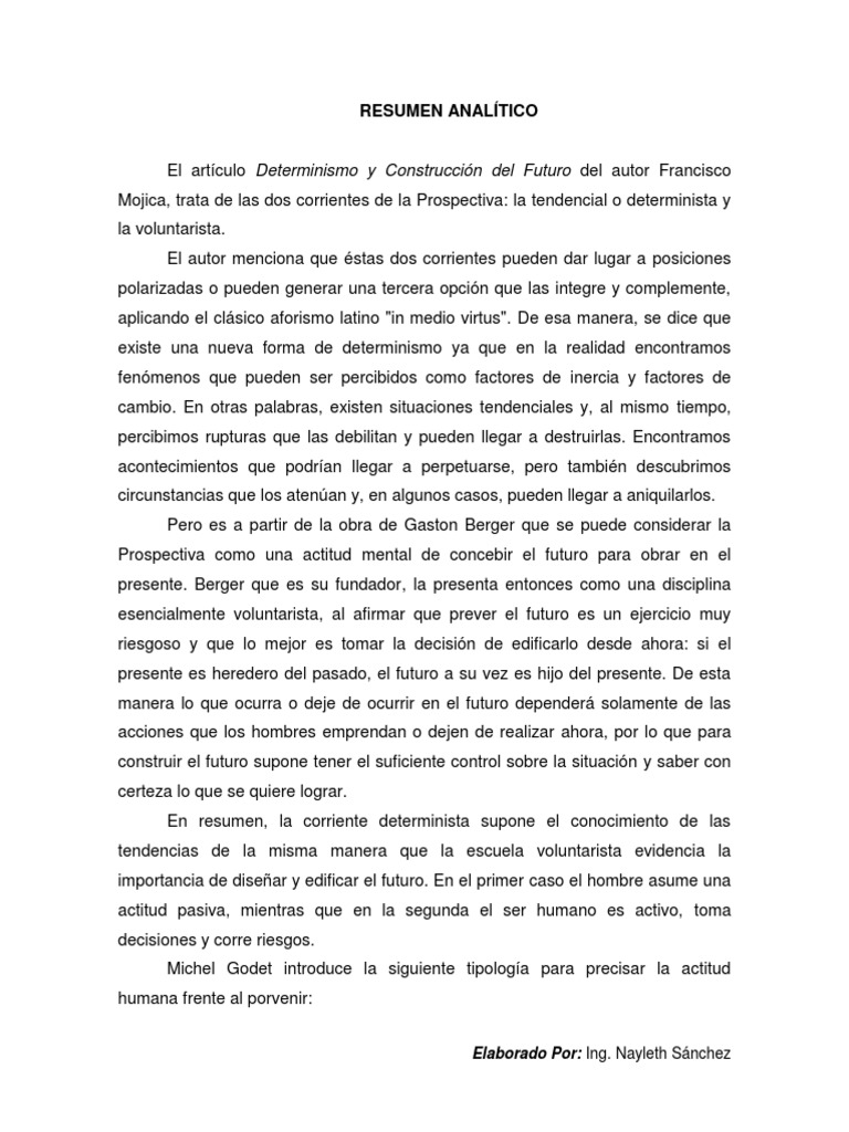 Resumen Analítico y Análisis Crítico | PDF | Determinismo | Conocimiento