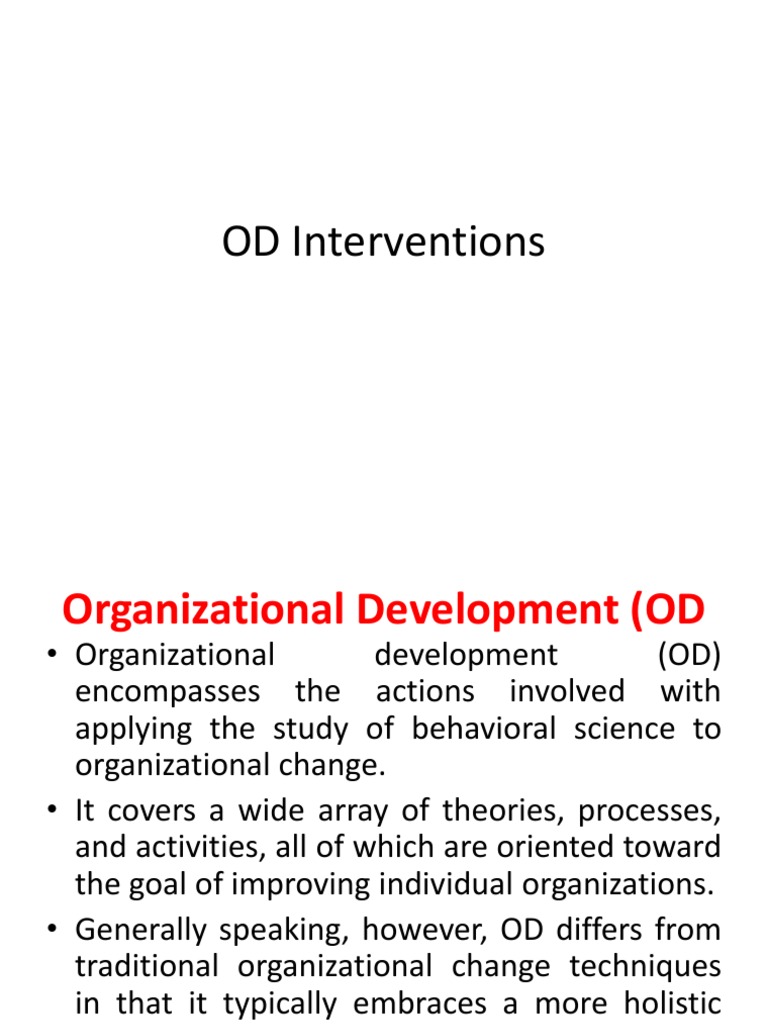 Topic 4 OD Interventions | PDF | Organization Development ...