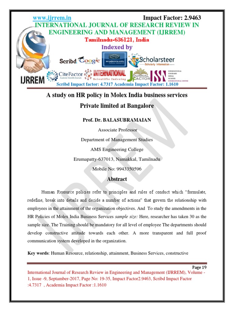 HR Policy Analysis at Molex India | PDF | Employment | Performance ...