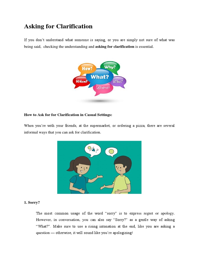 (V) 5. Asking For Clarification | PDF | English Language | Human ...
