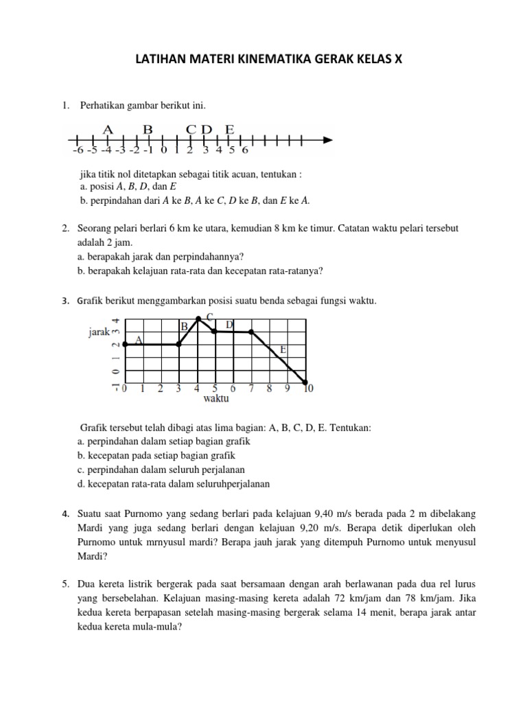 Latihan Materi Kinematika Gerak Kelas X | PDF