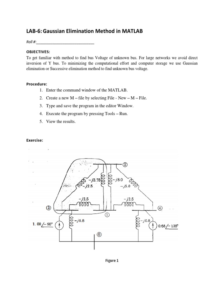 LAB-6: Gaussian Elimination Method in MATLAB: Objectives | PDF ...
