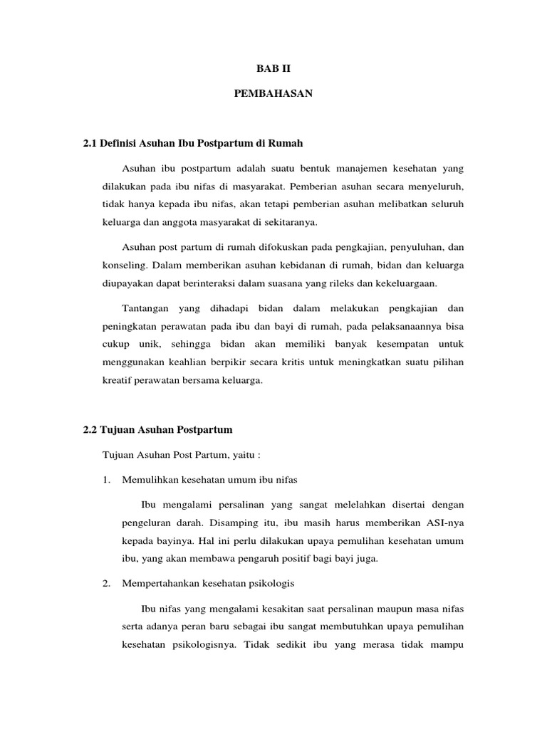 Asuhan Postpartum Di Rumah Kel 2 Pdf