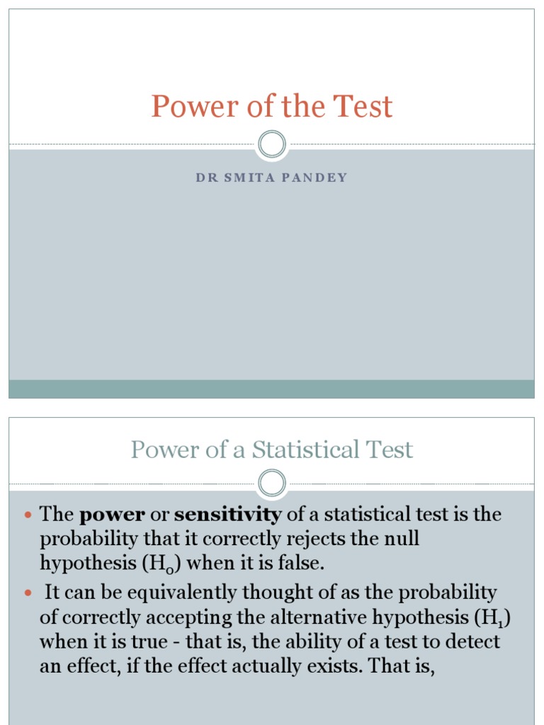 Power of The Test: DR Smita Pandey | PDF | Statistical Power ...