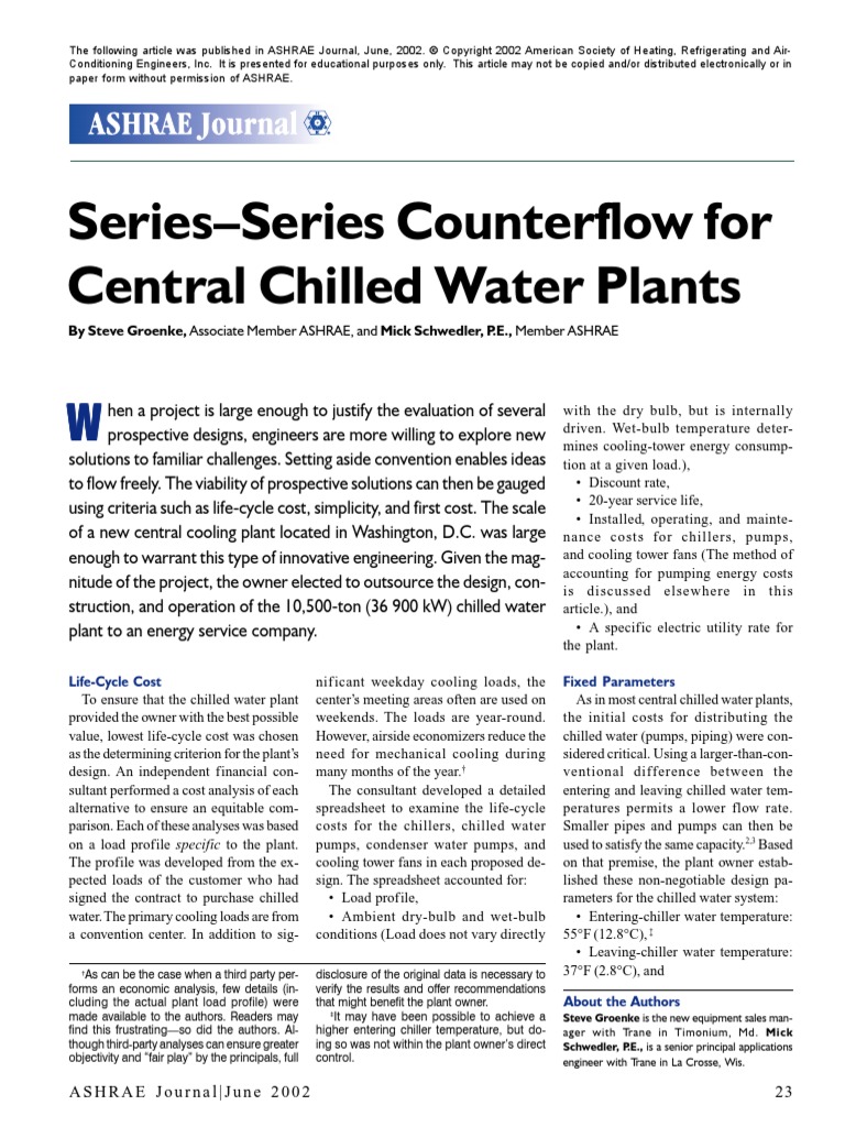 ASHRAE - Series Series Counterflow For Central Chilled Water Plants | Download Free PDF | Hvac ...