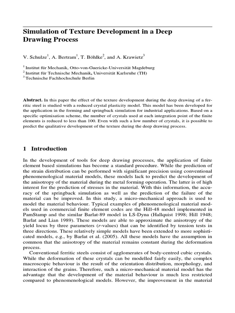 Simulation of Texture Development in A Deep Drawing Process | PDF ...
