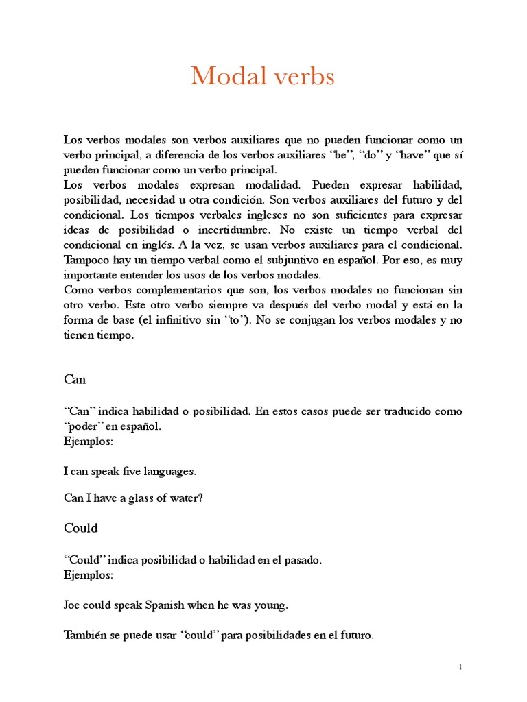 Modal Verbs | PDF | Verbo | Reglas