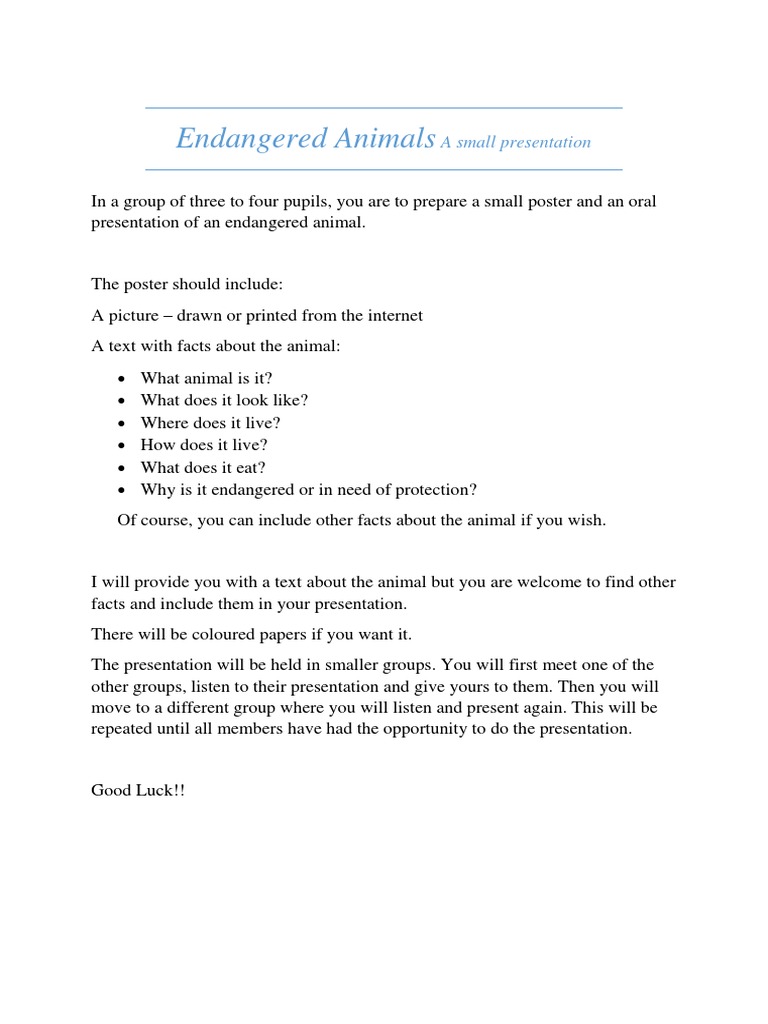 Endangered Animals A Small Presentation | PDF
