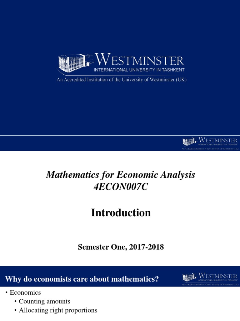 An Introduction to the Mathematics for Economic Analysis Module ...