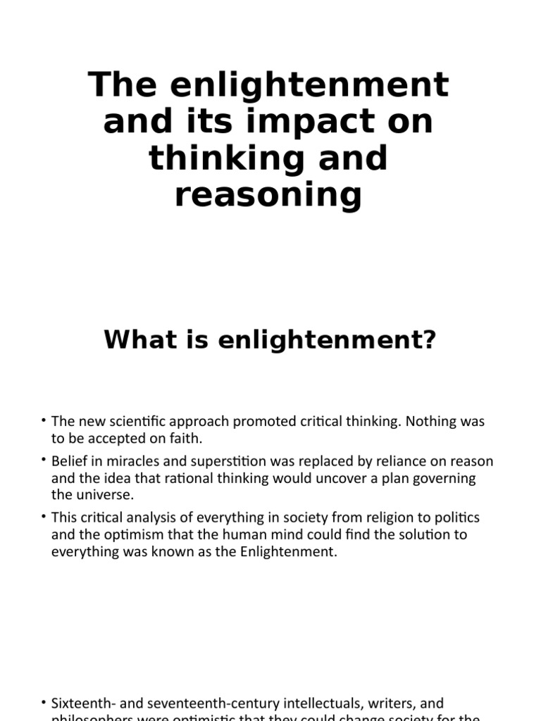 Lecture 3 The Enlightenment and Its Impact On Thinking and | PDF | Age ...