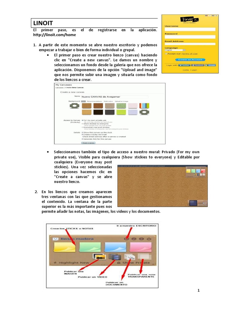 Guía para usar Linoit y crear murales | PDF | Youtube | Vídeo