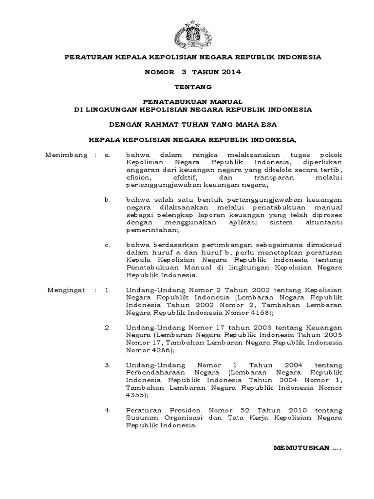 Perkap No 3 TH 2014 TTG Penatabukuan Manual | PDF
