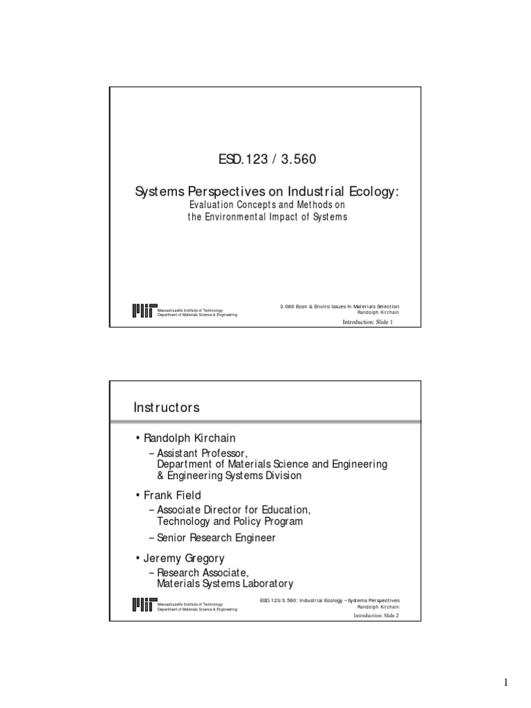 ESD.123 / 3.560 Systems Perspectives On Industrial Ecology | PDF ...
