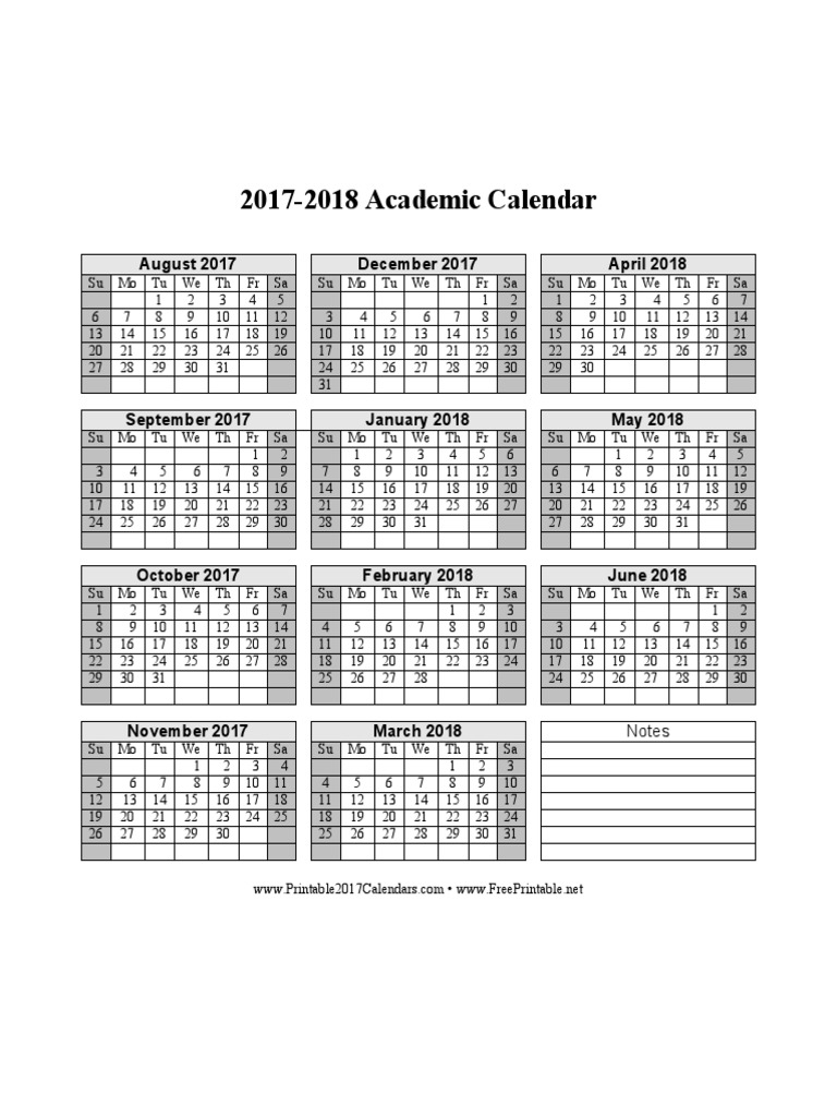2017-2018 Academic Calendar | PDF
