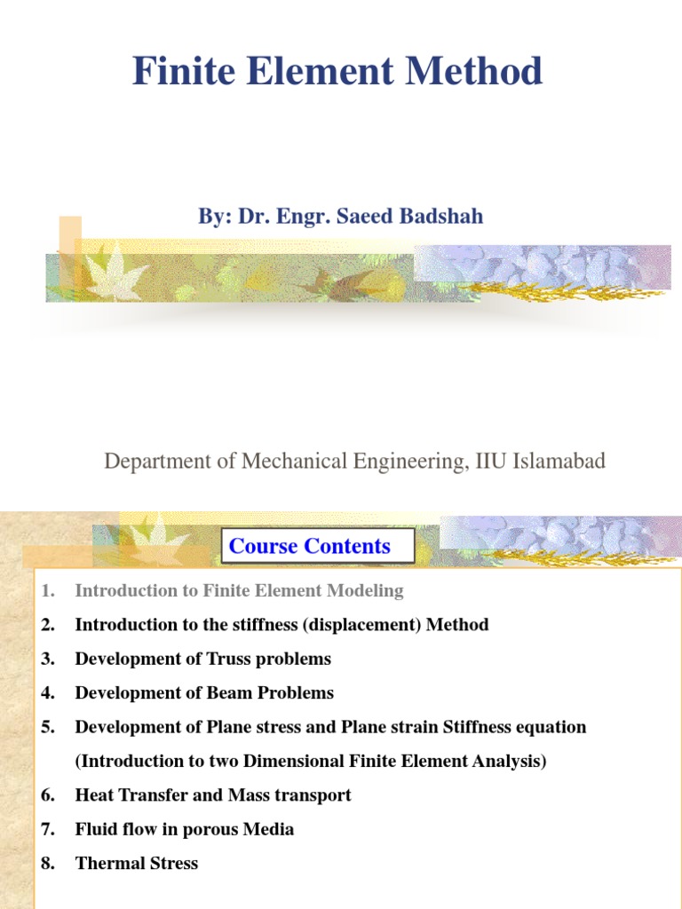 Lecture 1 | PDF | Finite Element Method | Structural Analysis