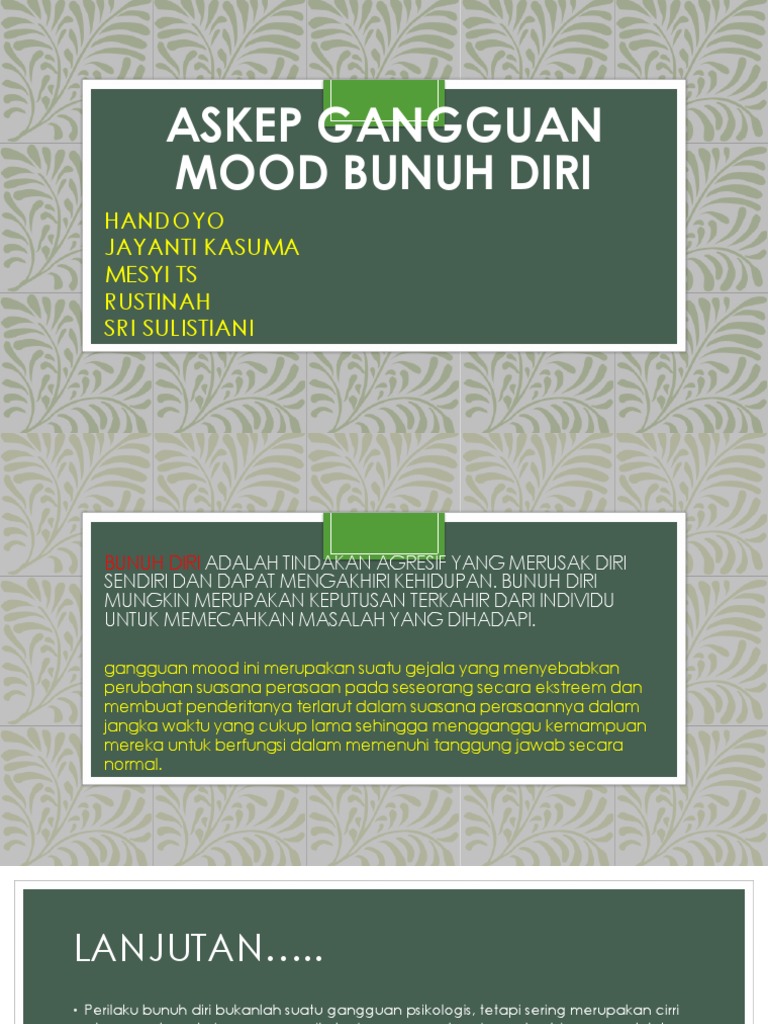Askep Gangguan Mood Bunuh Diri | PDF | Pengembangan Diri
