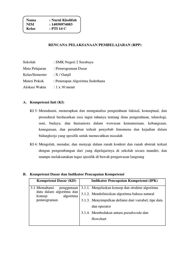 Contoh RPP Problem Based Learning | PDF