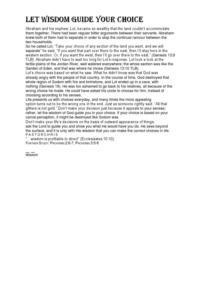 Let Wisdom Guideyour Choice | PDF