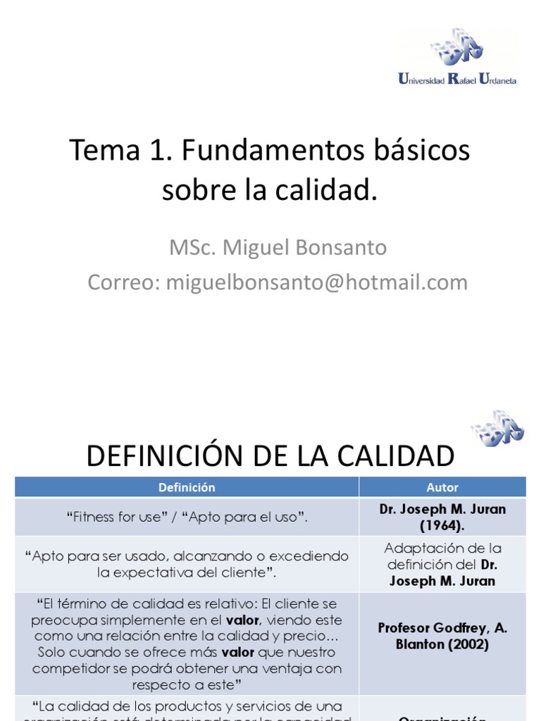 Fundamentos Basicos Sobre La Calidad | PDF | Gestión de la calidad ...