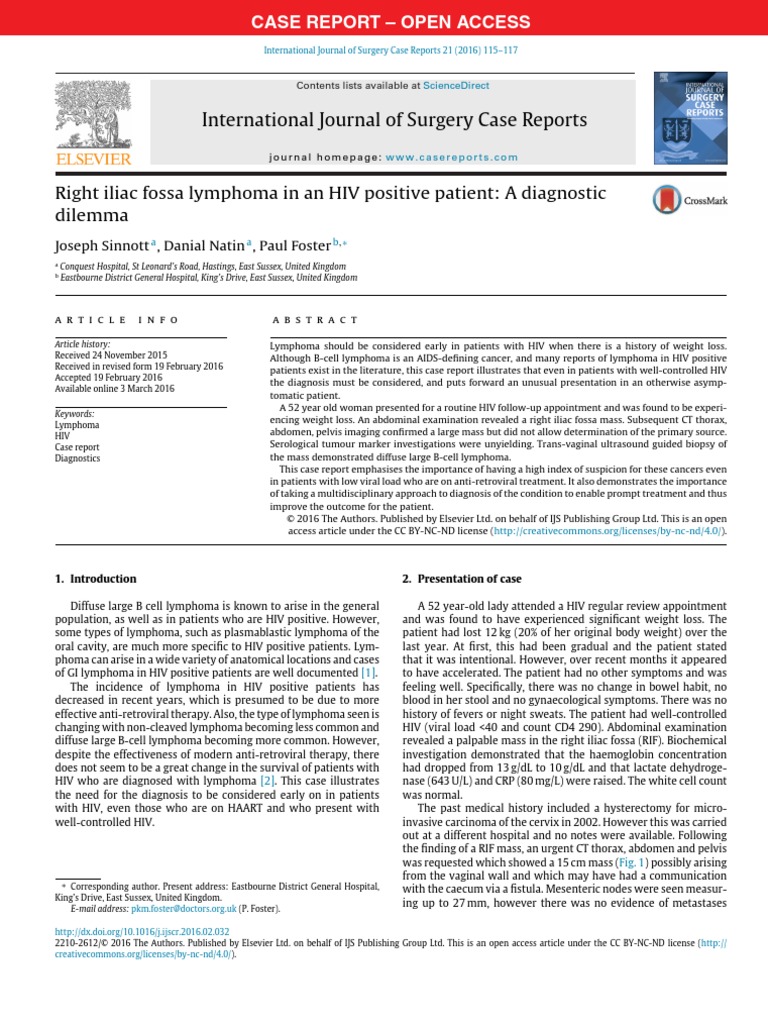 International Journal of Surgery Case Reports | PDF | Lymphoma | Biopsy