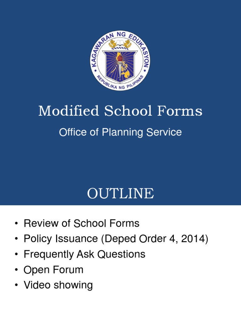 Modified School Forms Official Presentation | PDF | Schools | Teaching ...