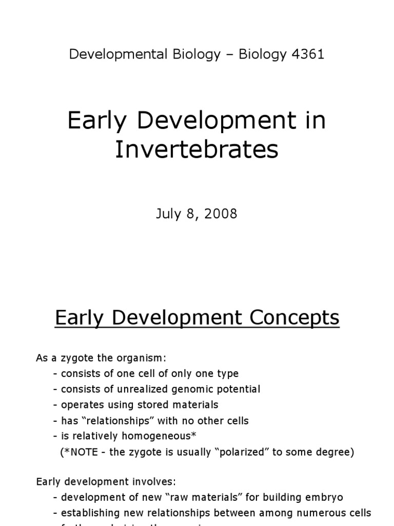 Early Development in Invertebrates | PDF | Developmental Biology ...