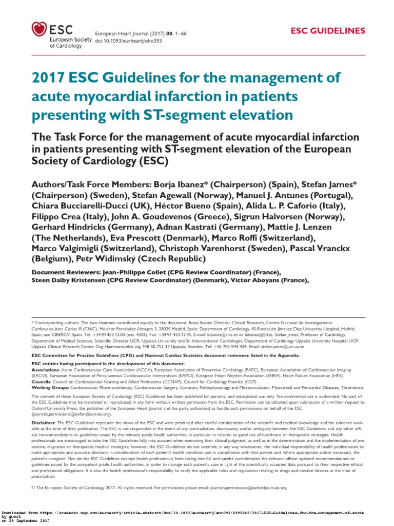 Stemi Guideline 2017 | Myocardial Infarction | Cardiovascular Diseases