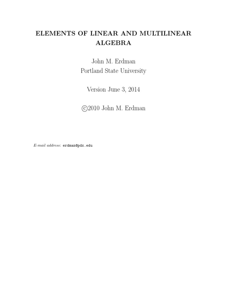 Elements of Linear Multilinear - Algebra - PDF | PDF | Vector Space ...
