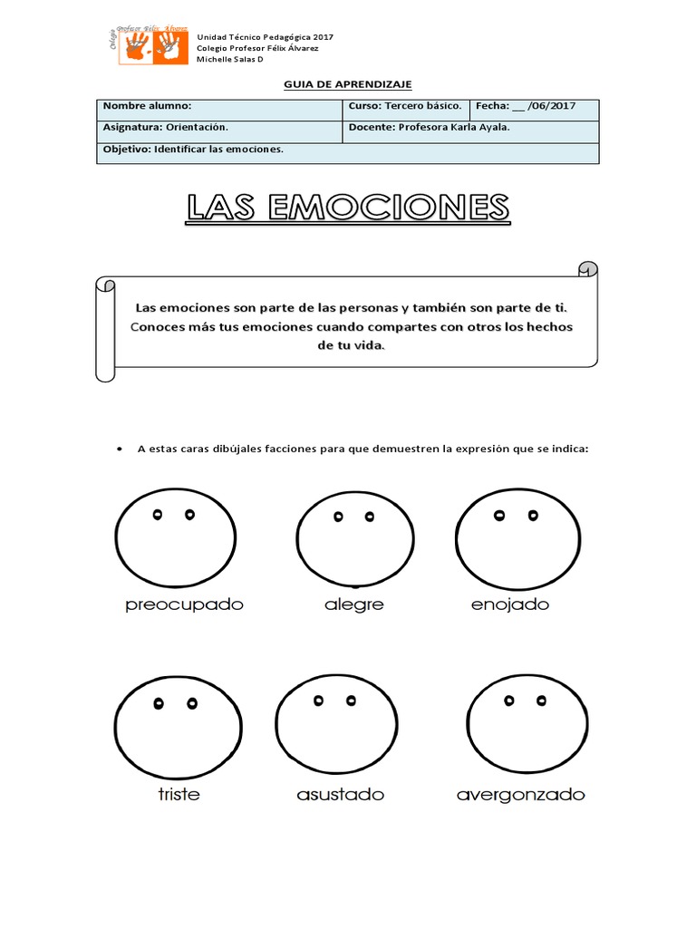 Guía de emociones para tercero básico | PDF