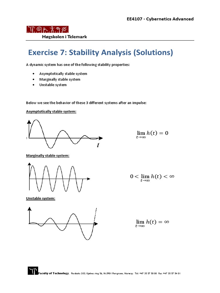 Exercise 7 - Stability Analysis - Solutions | PDF | Stability Theory ...